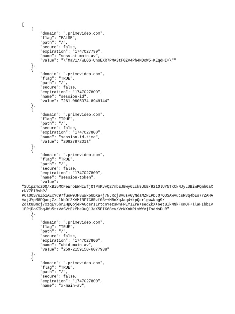 Prime Video Cookie Data Details | PDF