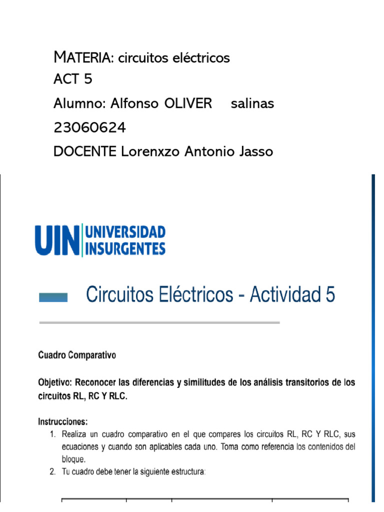 CIRCUITOS ELECTRICOS ACT | Descargar gratis PDF | Red eléctrica | Inductor
