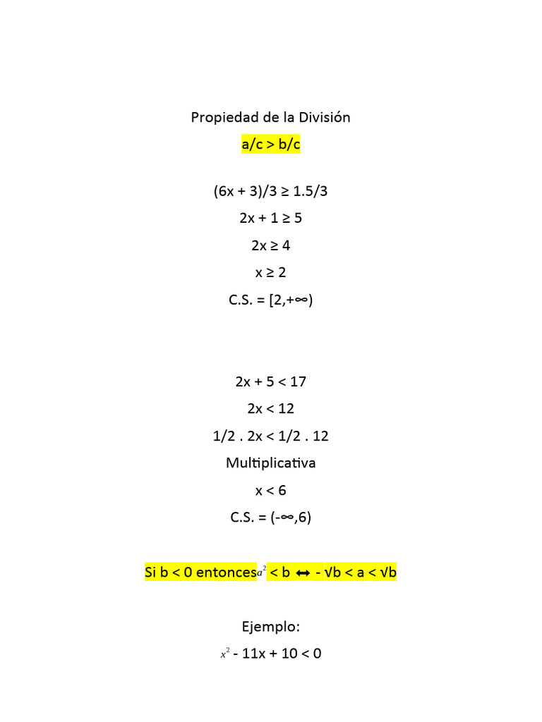 Propiedades de Desigualdades Matemáticas | PDF | Aritmética ...