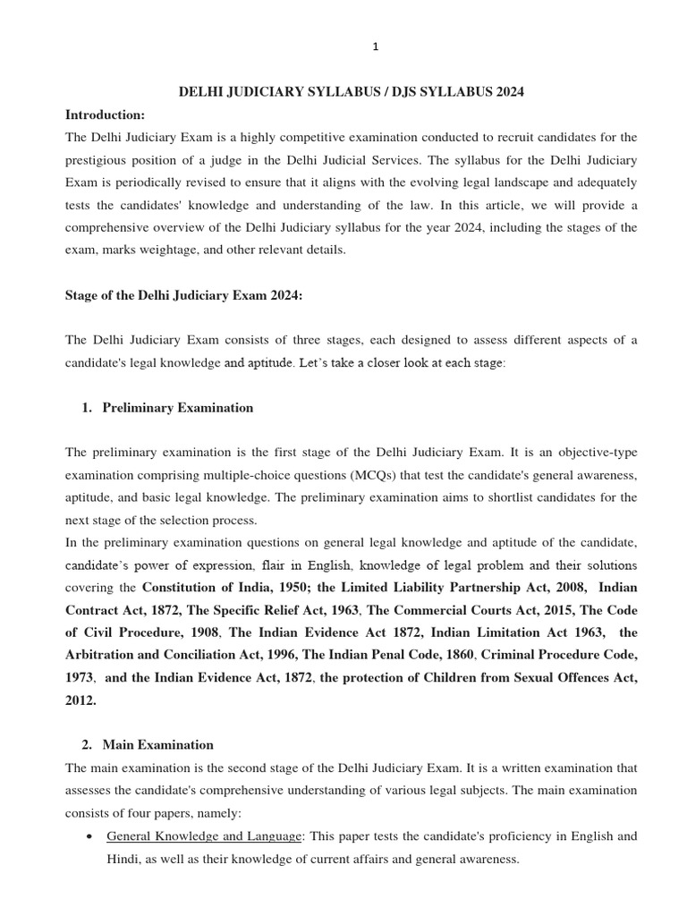 Delhi Judiciary Syllabus | PDF | Judiciaries | Evidence (Law)