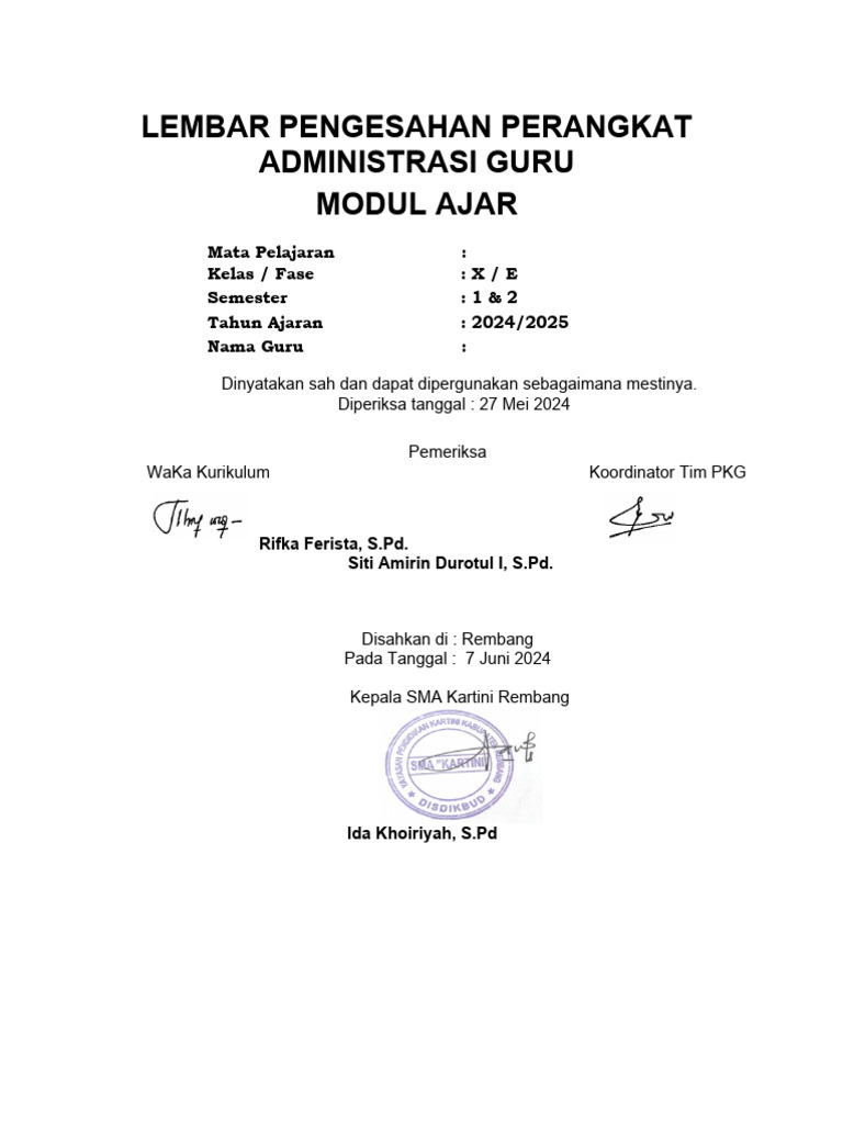 Lembar Pengesahan Modul 2024-2025 | PDF | Karier & Perkembangan