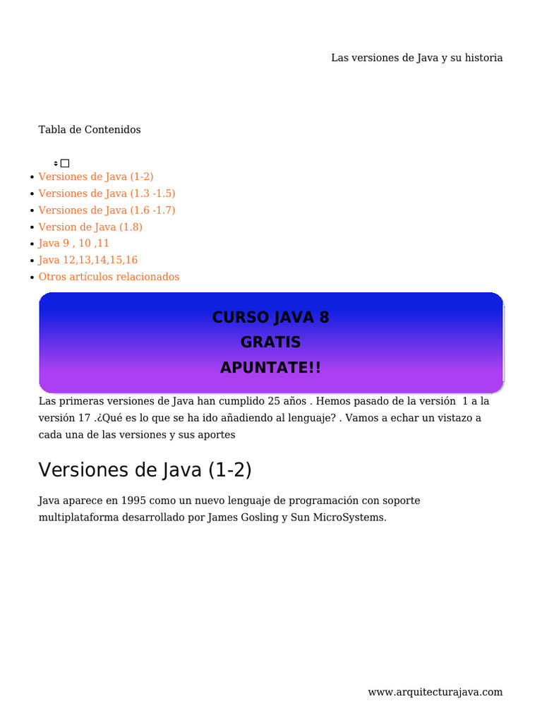 Las Versiones de Java y Su Historia | PDF | Java (lenguaje de ...