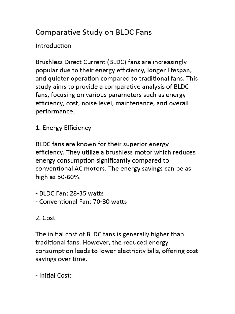 Comparative Study On BLDC Fans | PDF | Efficient Energy Use ... Comparative Study On BLDC Fans | PDF | Efficient Energy Use ...