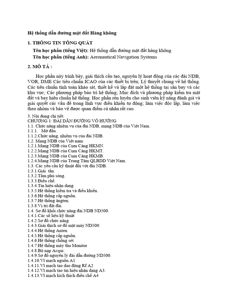 Đề tài - Hệ thống dẫn đường mặt đất Hàng không - K19 | PDF