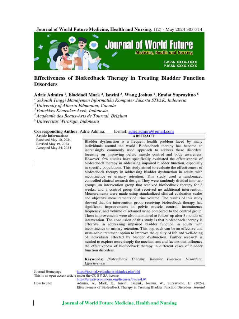 Effectiveness of Biofeedback Therapy in Treating Bladder Function ...