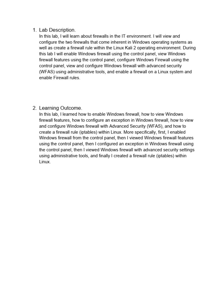 Configuring Firewalls in Windows & Linux | PDF