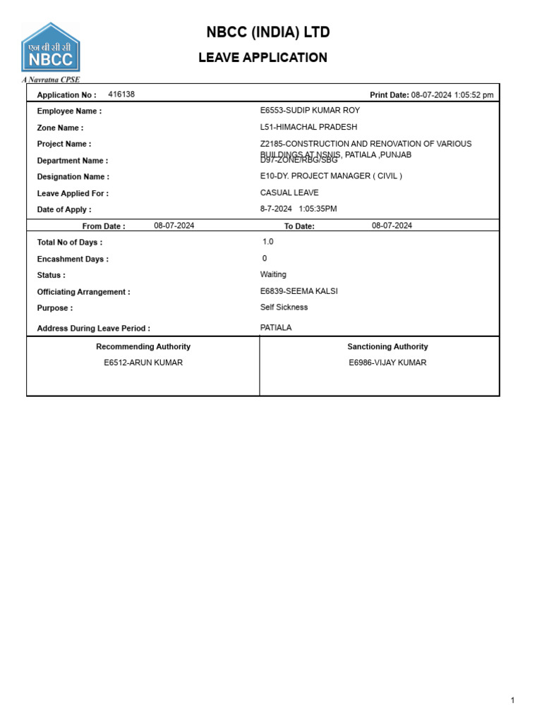 Leave-Application | PDF