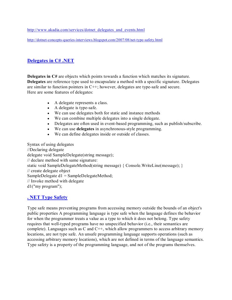 1delegates In C Pdf Method Computer Programming C Programming Language