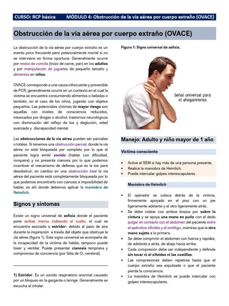 Modulo 4 Obstrucción de La Via Aerea Por Cuerpo Extraño Con Cuetionario ...