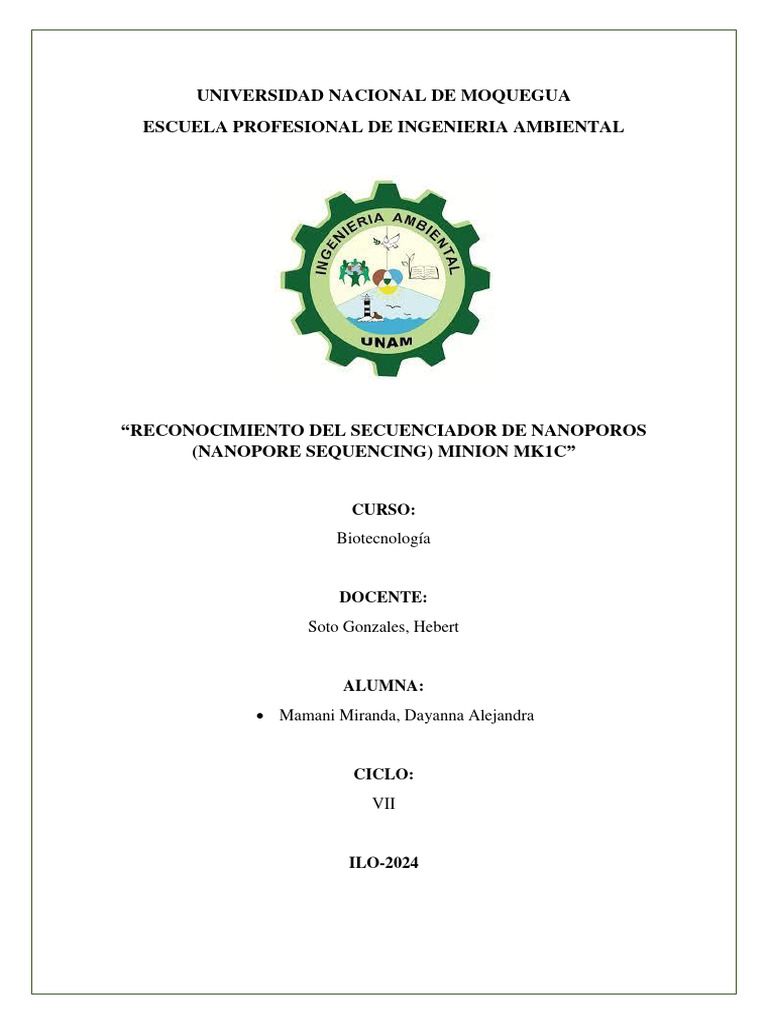 Informe Minion Mk1c-Dayanna Mamani | PDF | Secuencia ADN | Biología ...
