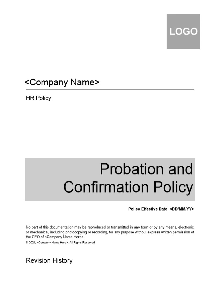 Probation and Confirmation Policy | PDF | Employment | Regulatory ...
