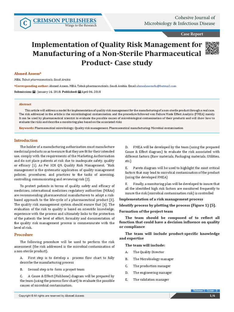 Case Study Micro Risk Pharma | PDF | Risk Management | Risk