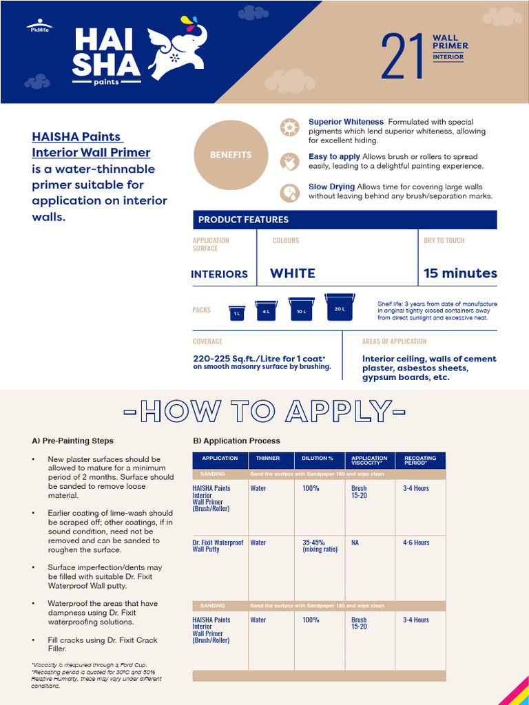 TDS HAISHA Paints Interior Wall Primer | PDF | Paint | Plaster