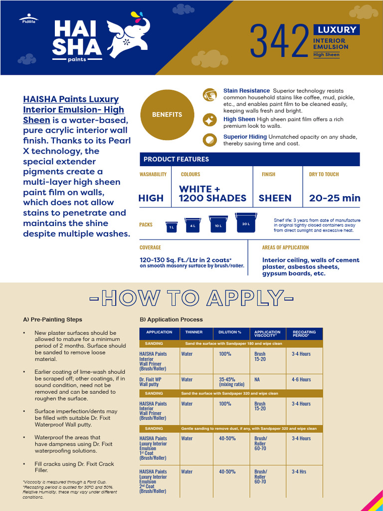 Haisha Luxury Emulsion Application Guide | PDF | Paint | Plaster
