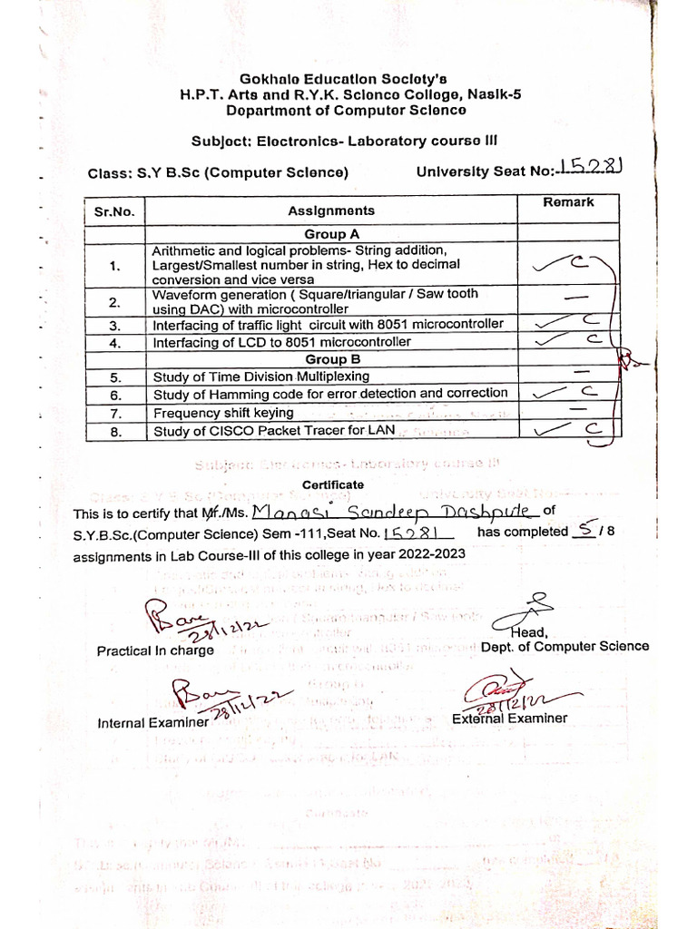 Sem 3 Elc-233 Practical | PDF