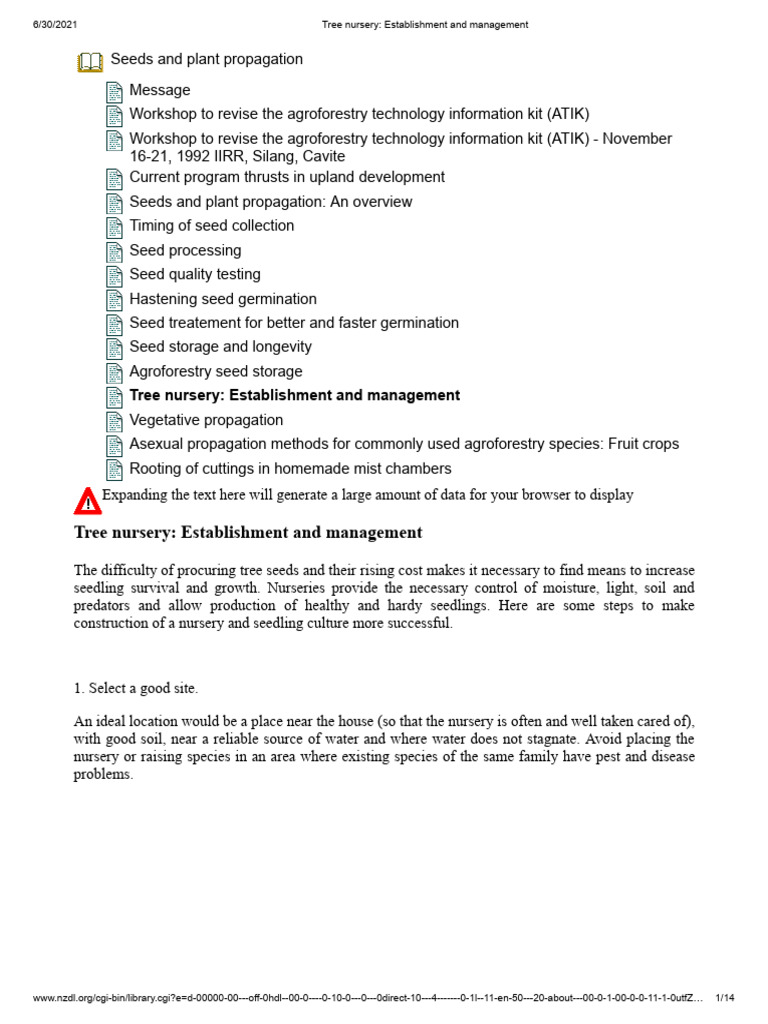Tree Nursery - Establishment and Management | PDF | Plant Nursery | Seed