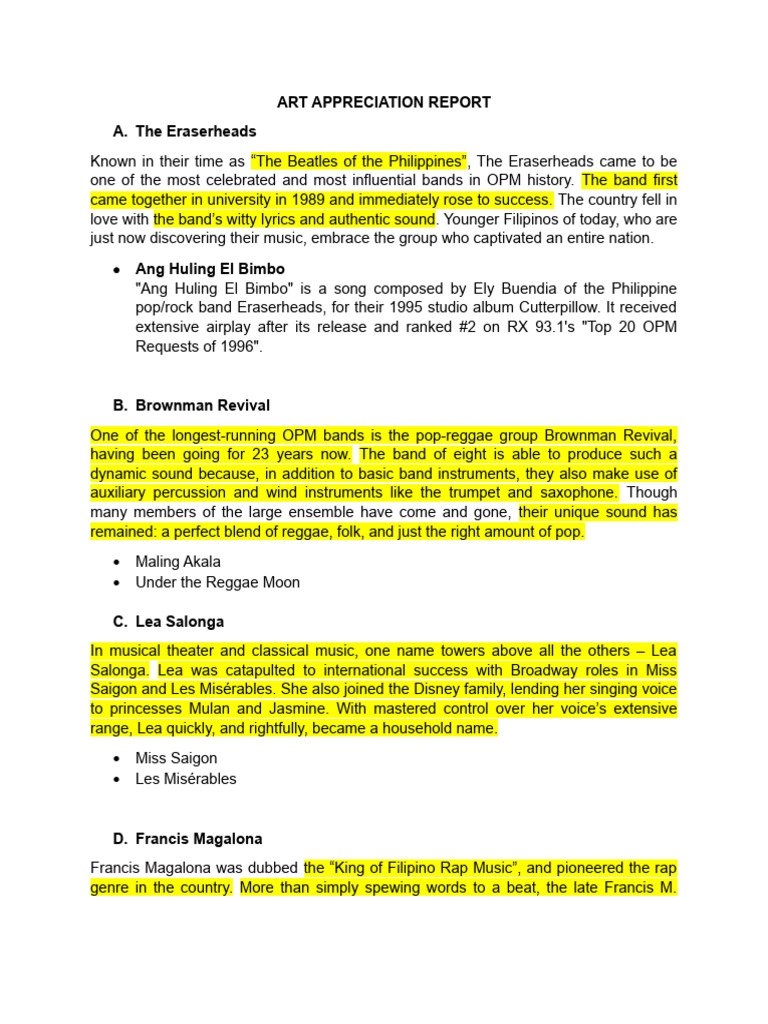 Overview of Influential OPM Artists | PDF | Musicology | Performing Arts