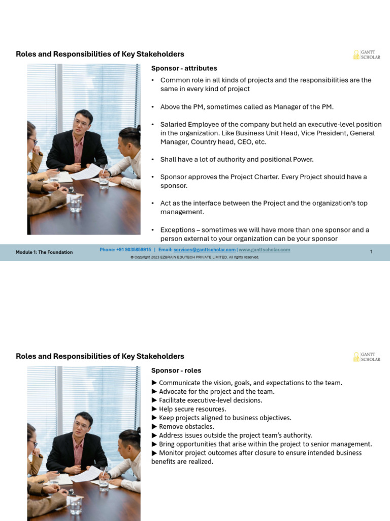 Responsibilities and Attributes of Key Project Roles | PDF | Scrum ...