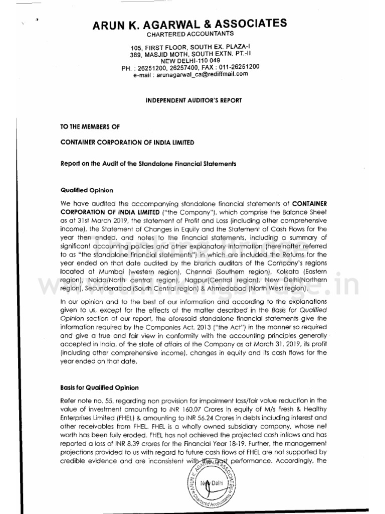 Qualified - Concor 18-19 Audit Report | PDF