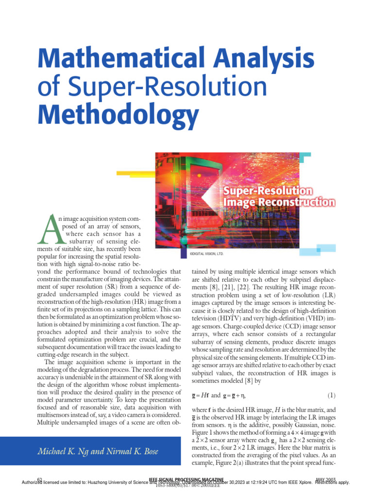 Super-Resolution Image Reconstruction Techniques | PDF | Matrix ...