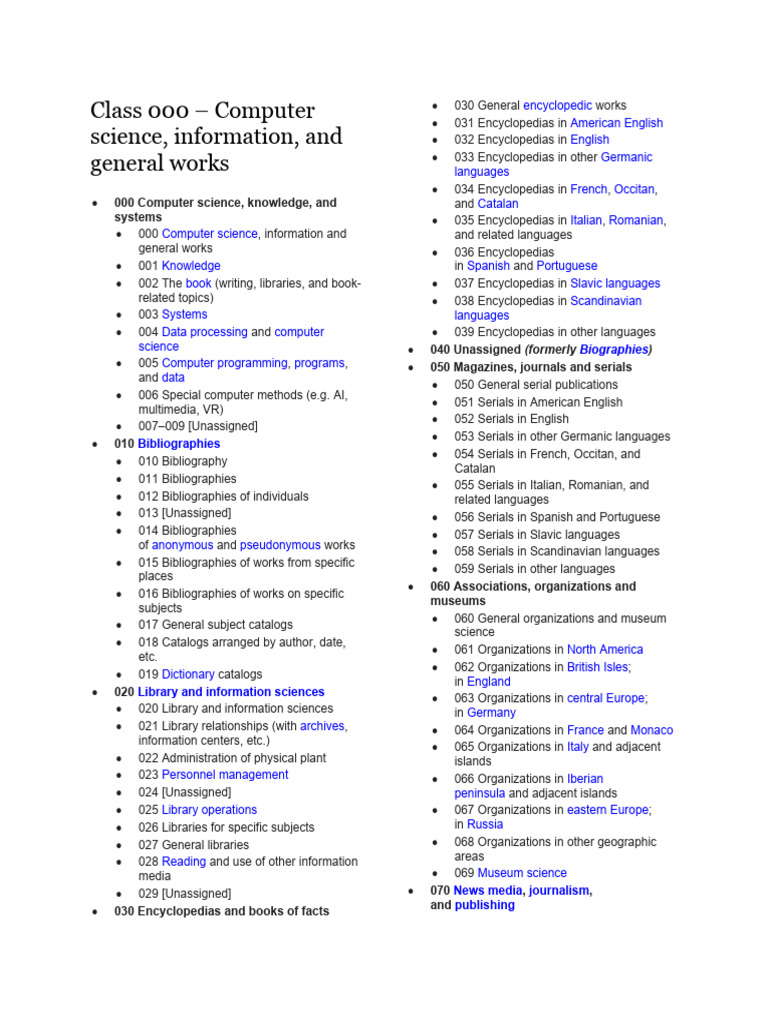 Dewey Decimal System Classes | PDF | Christian Denomination | Christian ...