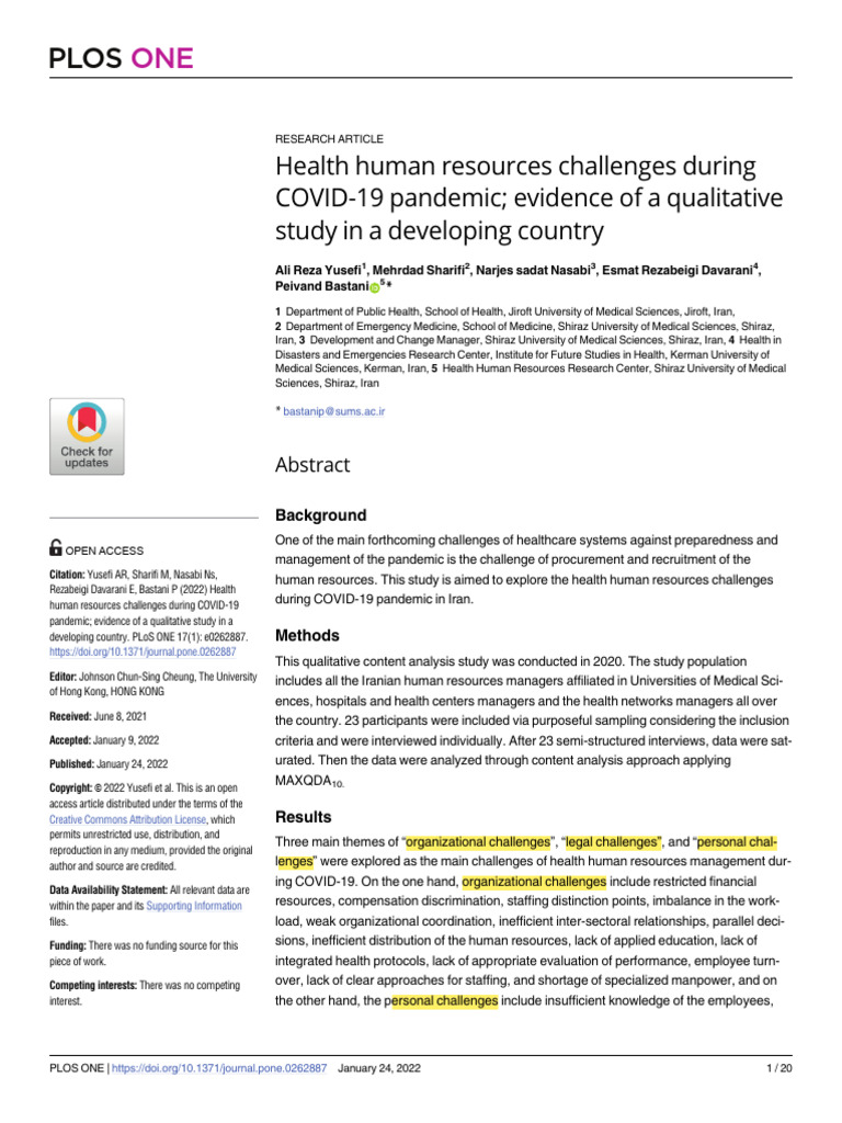 Health Human Resources Challenges During | PDF | Human Resources ...
