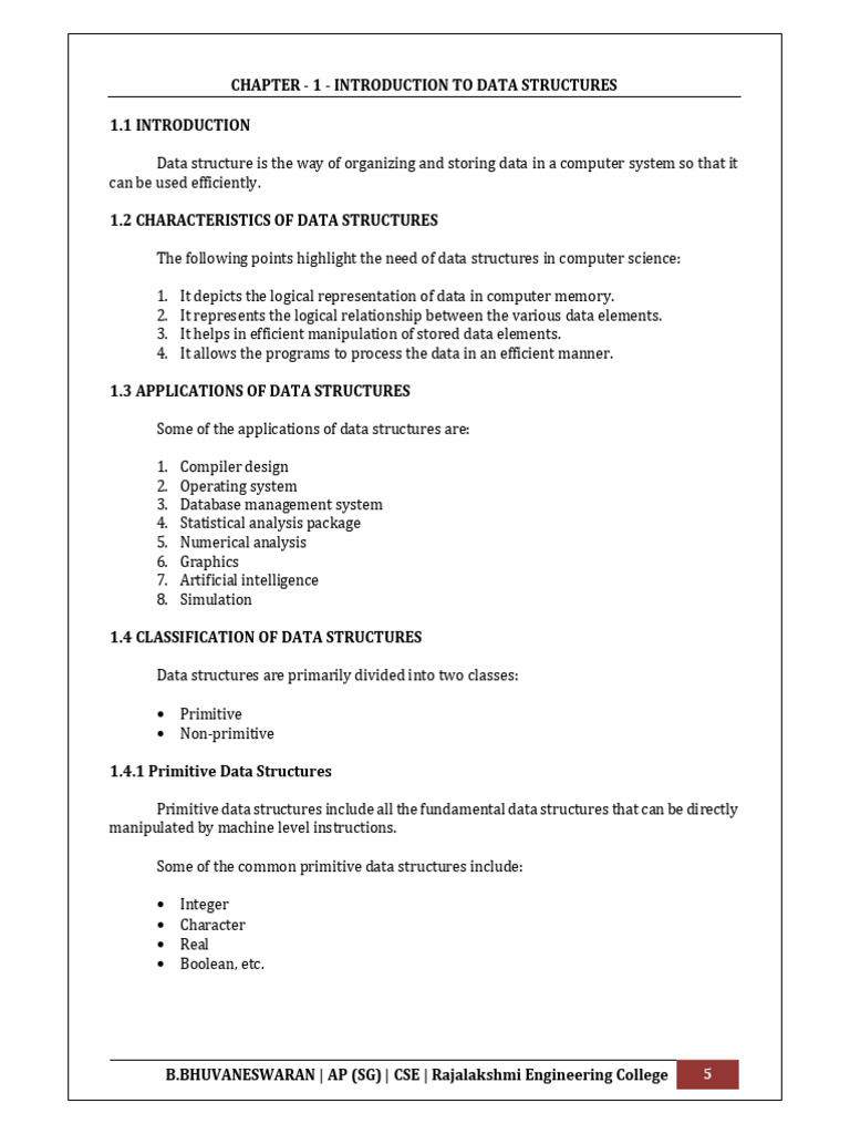 Data Structures Unit 1 Pdf Computer Science Algorithms And Data