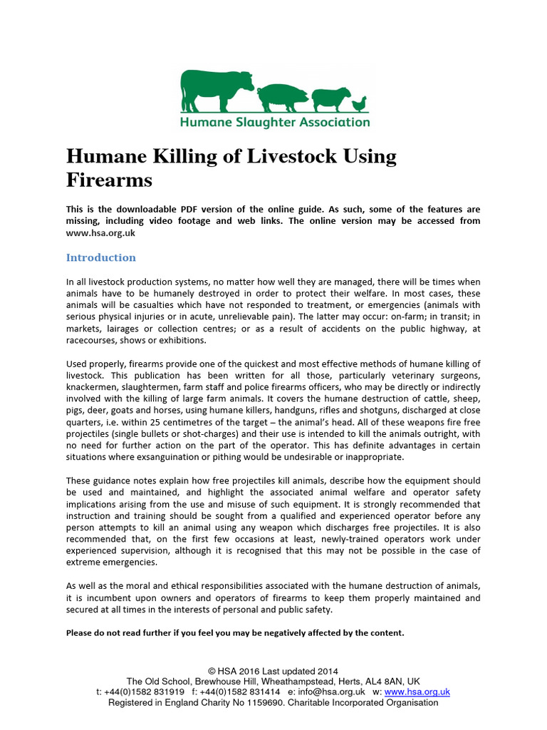 Humane Killing Using Firearms Updated With 2016 Logo | PDF | Shotgun ...