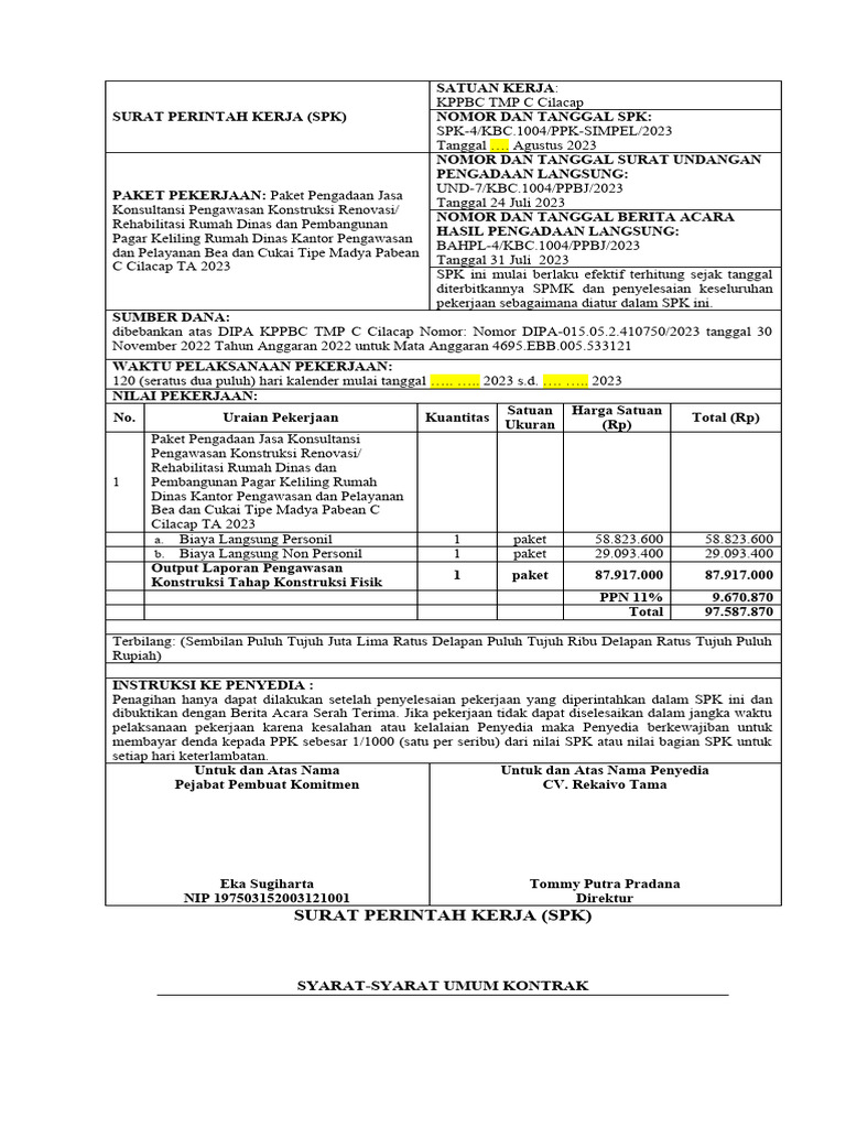 Draft SPK Pake Ini Aja Edit | PDF