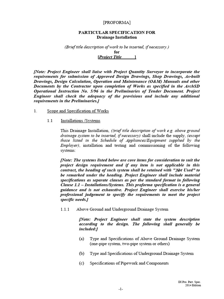Drainage Installation Specification Guide | PDF | Specification ...