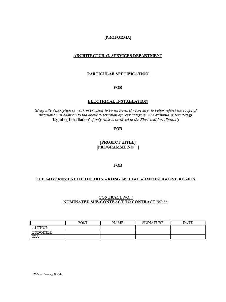 Proforma Spec - EE (Draft 1) | PDF | Specification (Technical Standard ...
