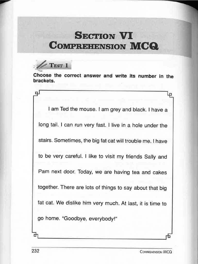 Section 6 Comprehension Mcqs | PDF