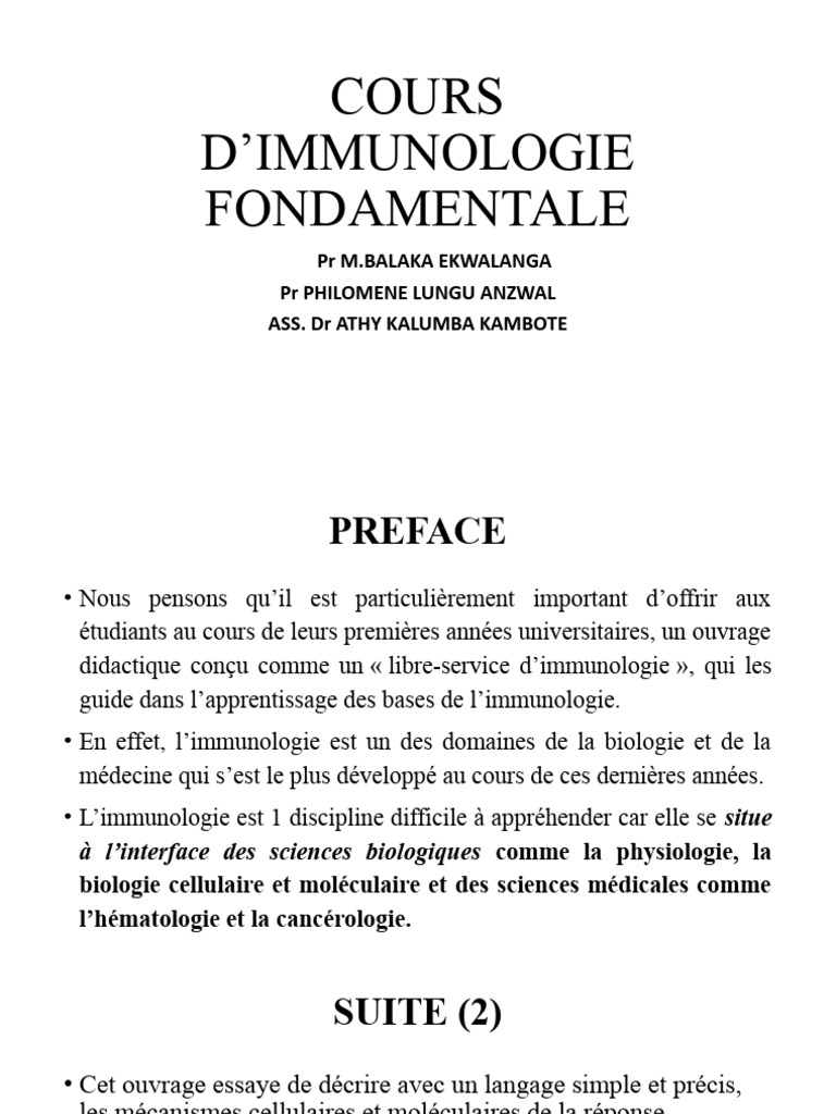 Cours d'Immunologie L3: Fondamentaux | PDF | Système immunitaire | Globule blanc