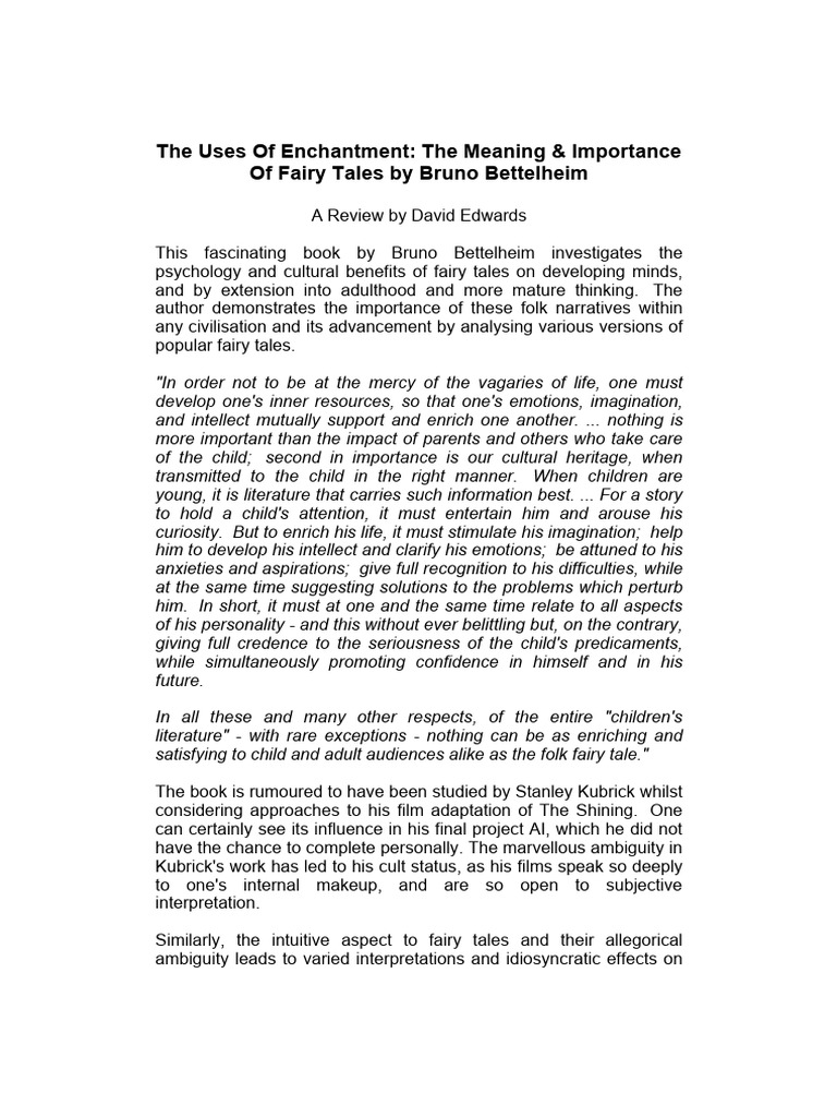 The Uses of Enchantment The Meaning and | PDF | Id | Psychoanalysis