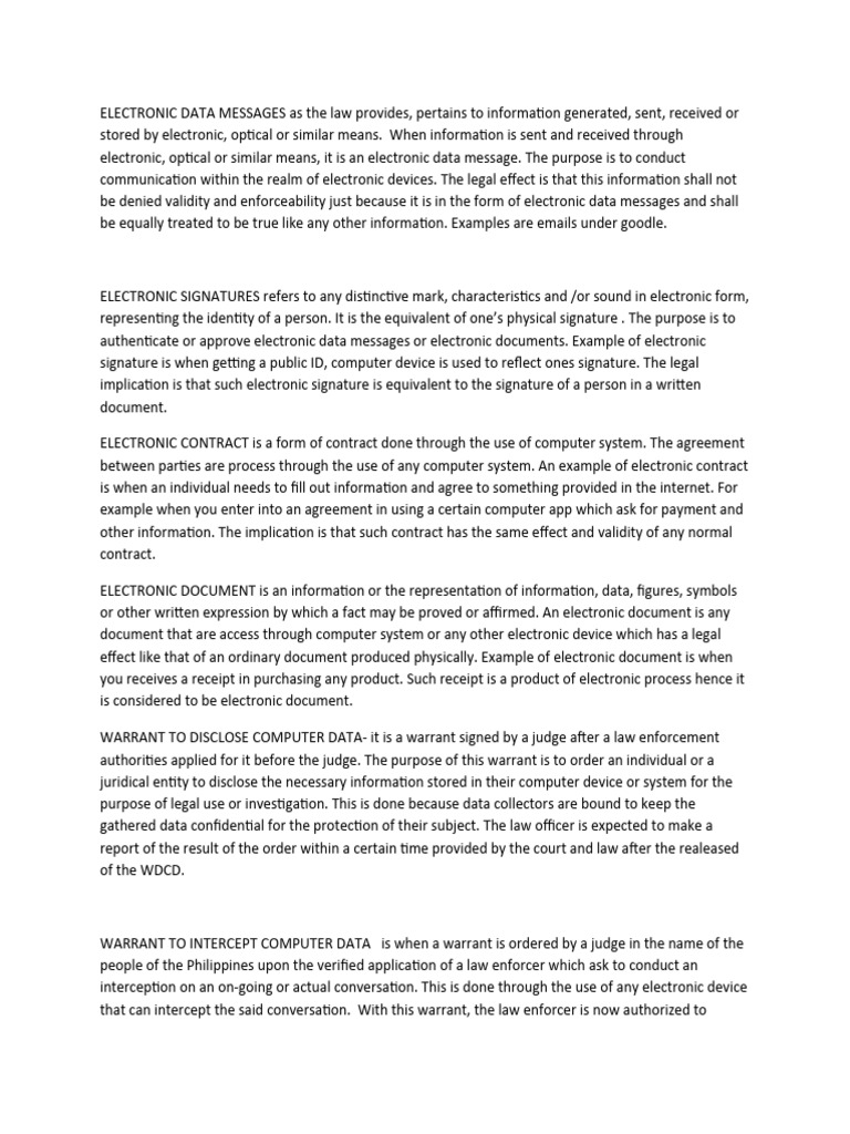 ELECTRONIC DATA MESSAGES As The Law Provides | PDF | Search Warrant ...