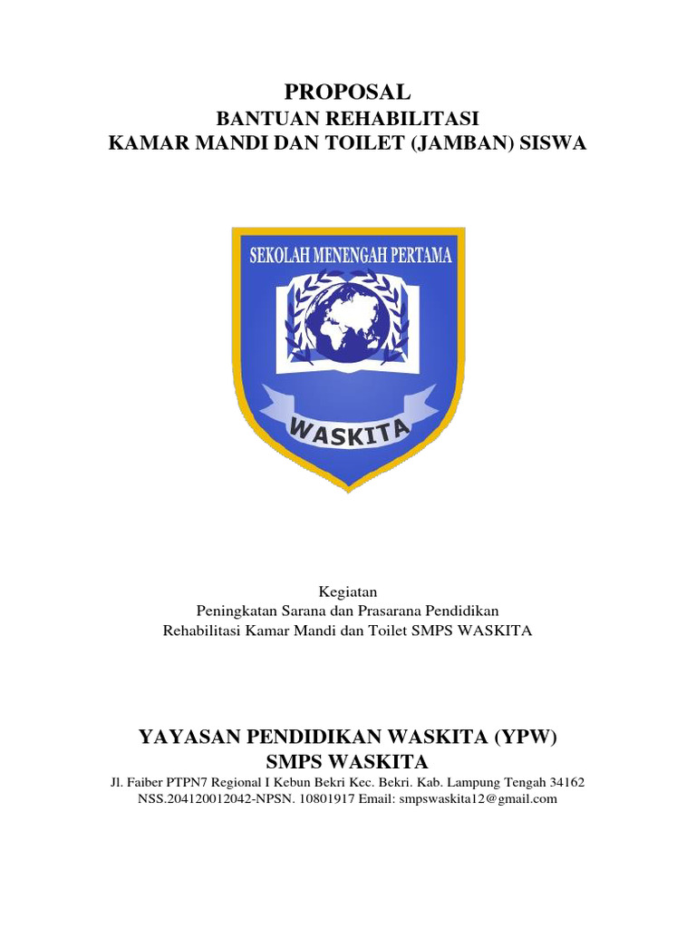 PROPOSAL TOILET (Jamban) SMP WASKITA | PDF