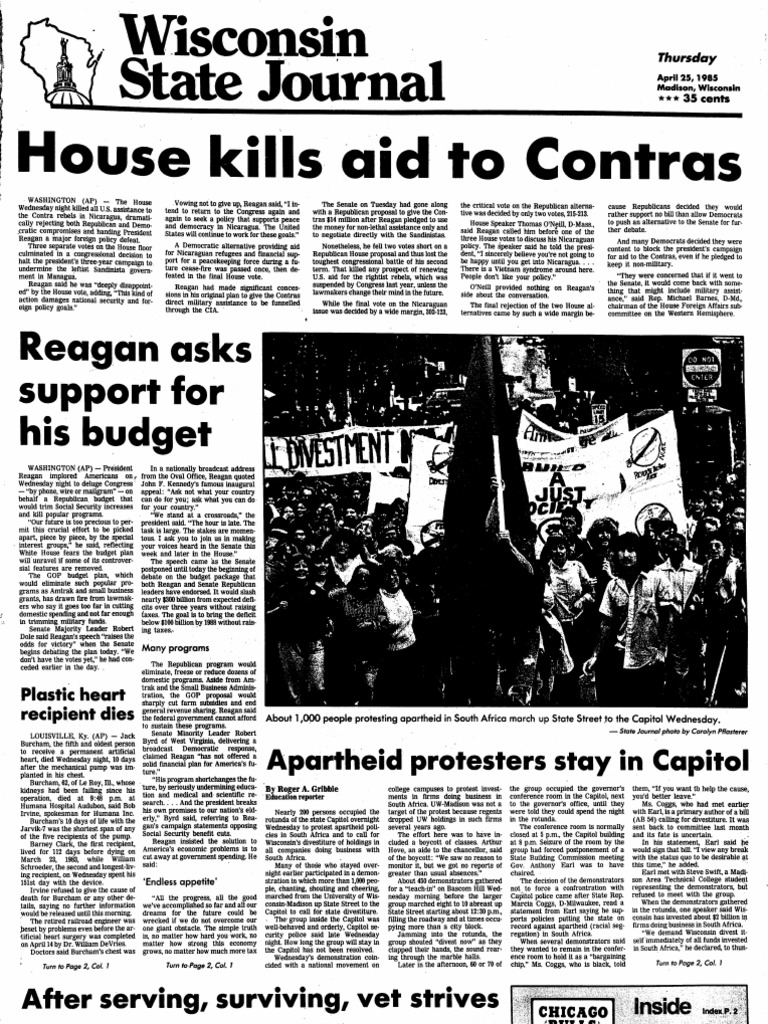 State Journal: Wisconsin | PDF | Ronald Reagan | Contras