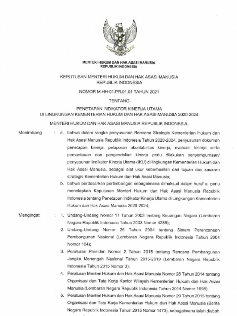 KEPMEN IKU KEMENKUMHAM 2020-2024 - Opt | PDF