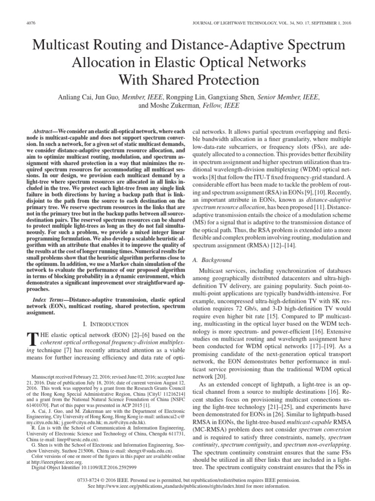 Distance_adaptive Shared protection | PDF | Multicast | Routing