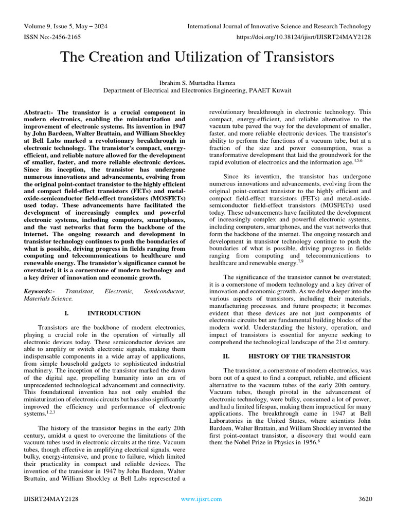 The Creation and Utilization of Transistors | PDF | Transistor ...