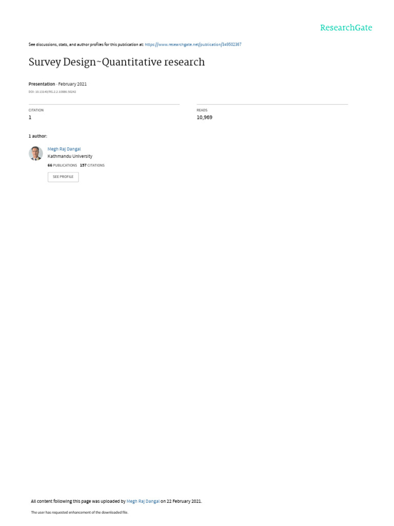 Survey Design for Quantitative Research | PDF | Survey Methodology ...
