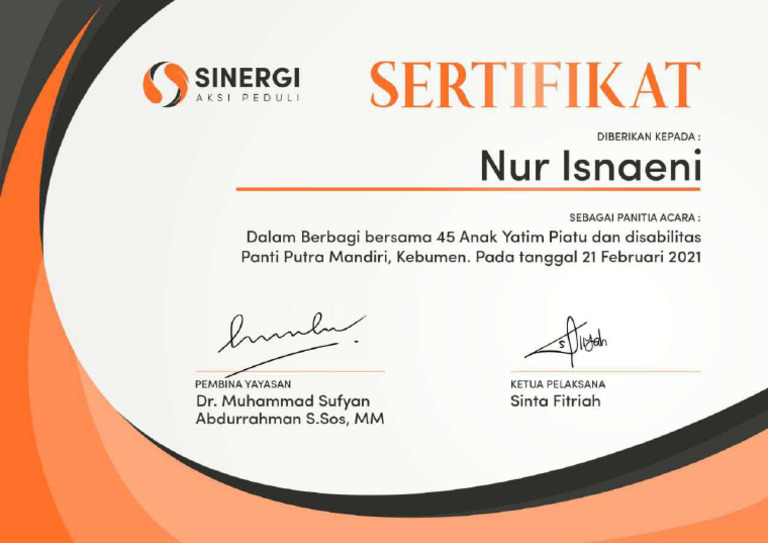 Sertifikat Sinergi | PDF
