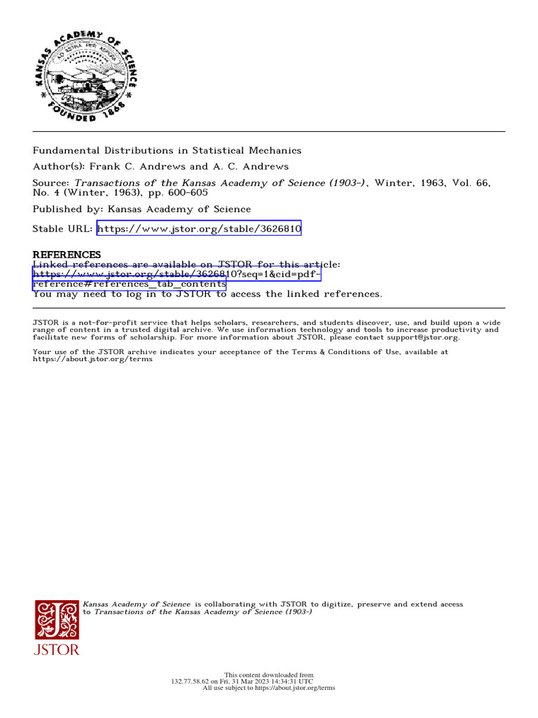 Fundamental Distributions in Statistical Mechanics | PDF | Applied ...