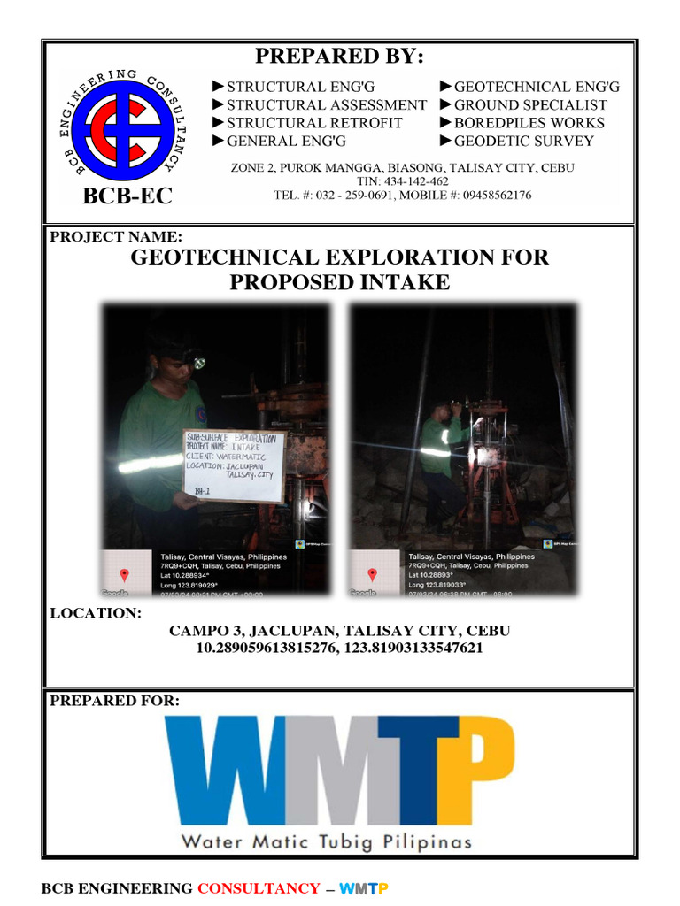 GEOTECHNICAL EXPLORATION - INTAKE - WMTP | PDF | Applied And Interdisciplinary Physics