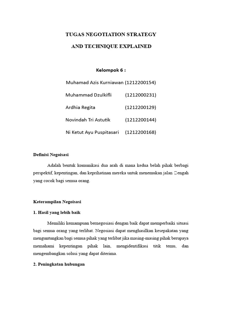 Rangkuman Negotiation Strategy and Technique Explained | PDF