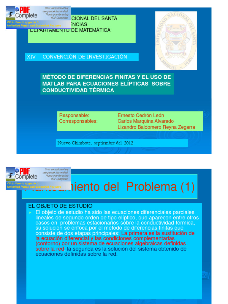 Método de Diferencias Finitas y El Uso de Matlab | PDF | Ecuaciones | Ecuaciones diferenciales