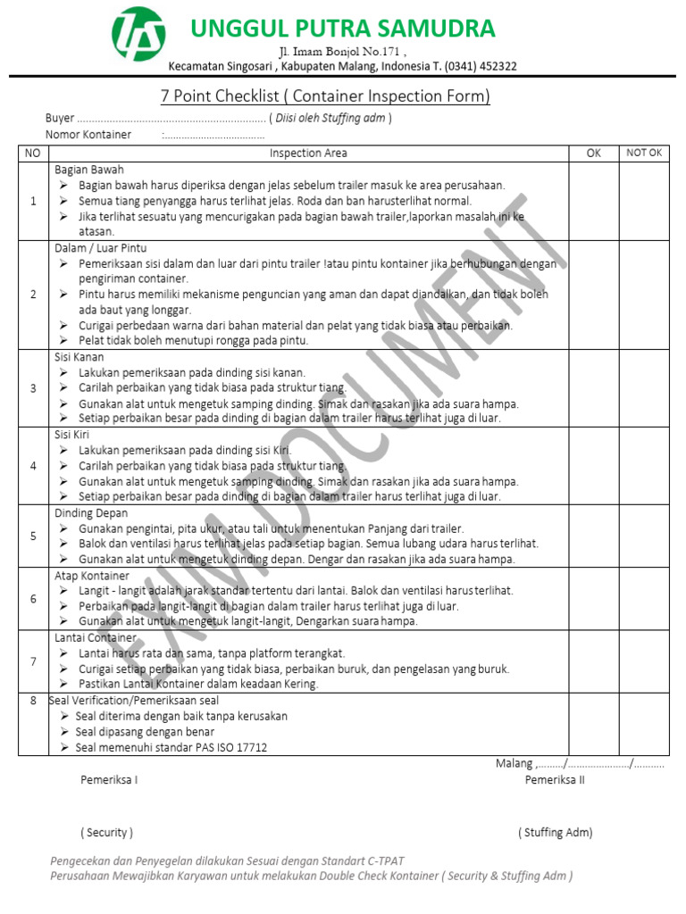 7 Point Checklist Container | PDF 7 Point Checklist Container | PDF