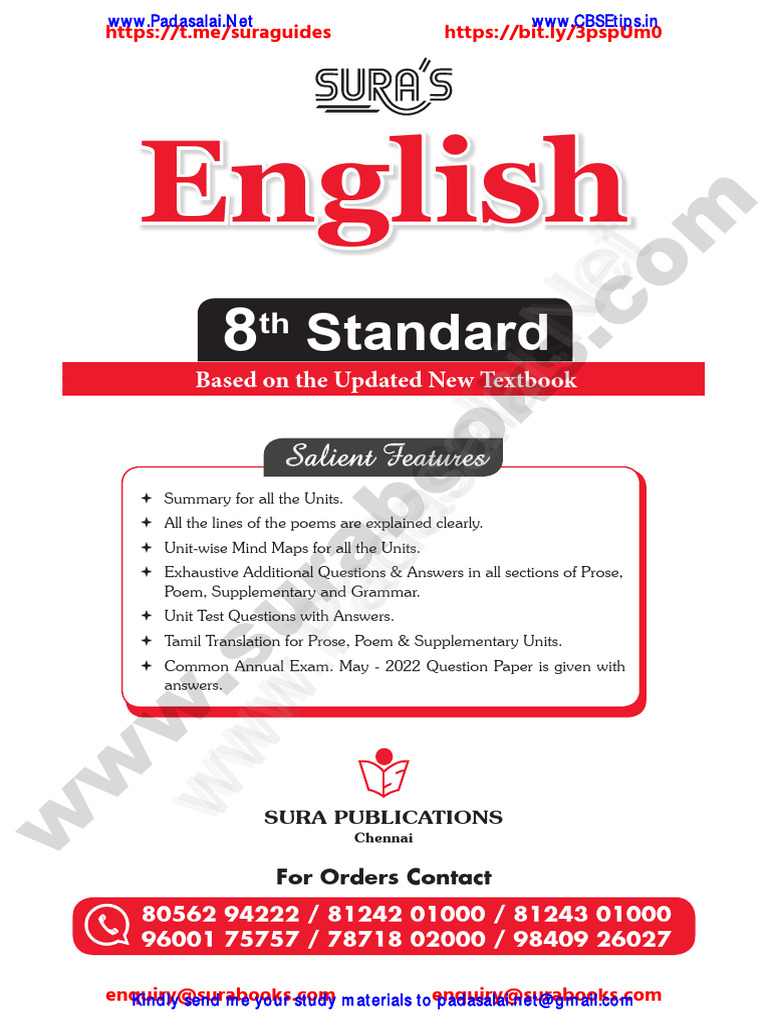 8th English SURA Guides 2023 2024 Sample Notes PDF Download | PDF ...