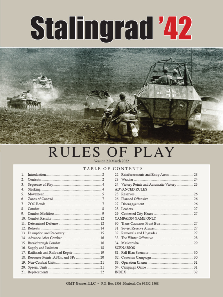 Stal42+RULES-FINAL v2 240702 153338 | PDF | Battle Of Stalingrad | Tanks
