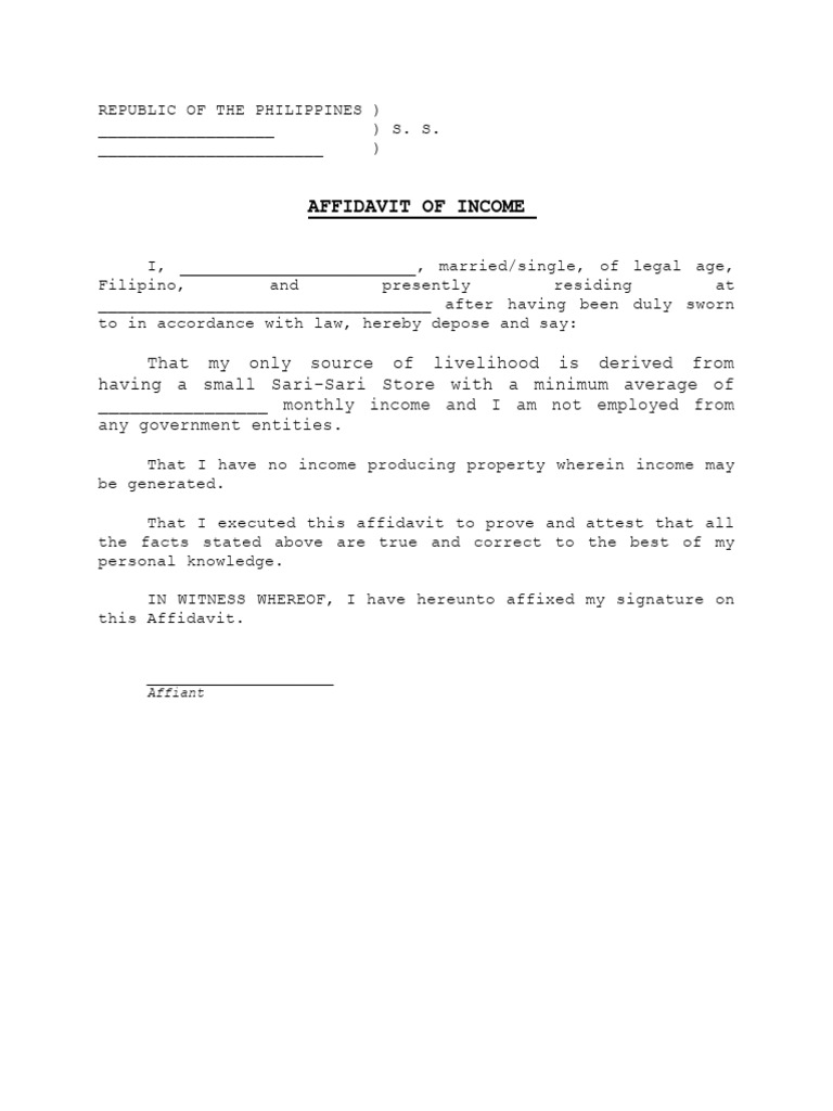 Affidavit of Income | PDF | Business